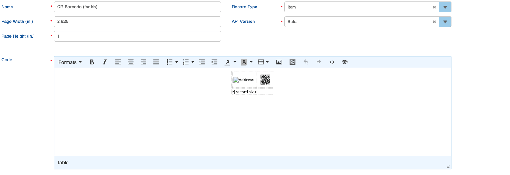 Example Barcode Templates