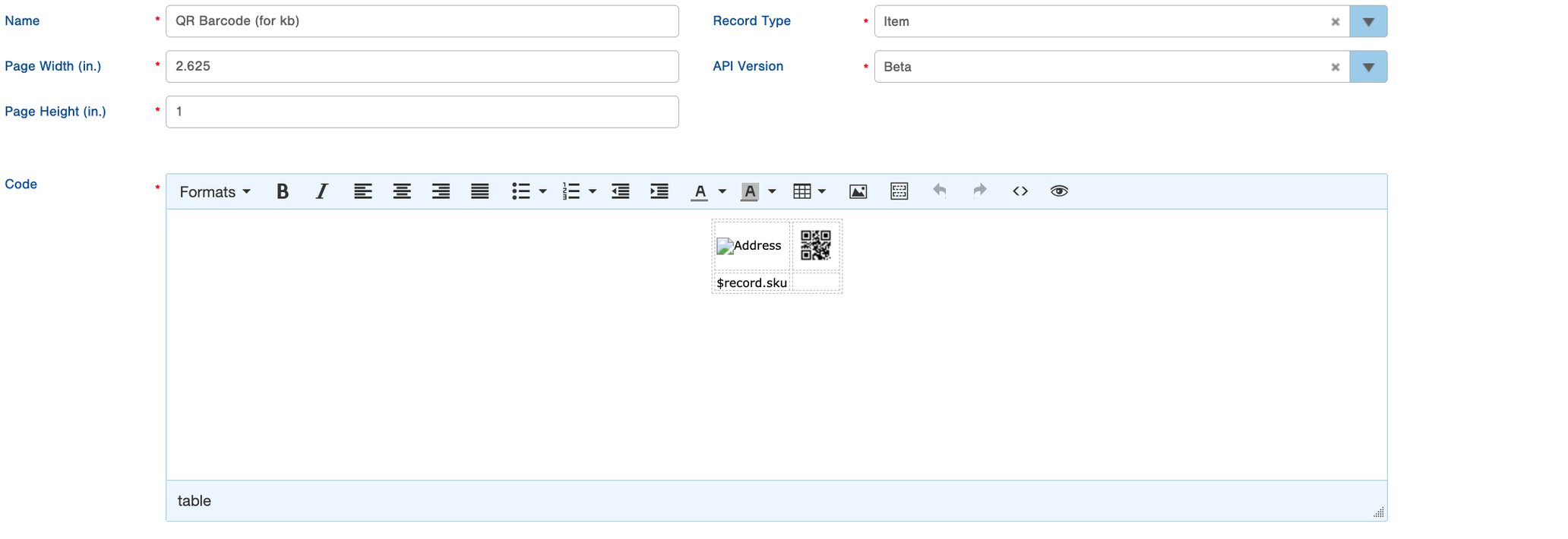 Example Barcode Templates