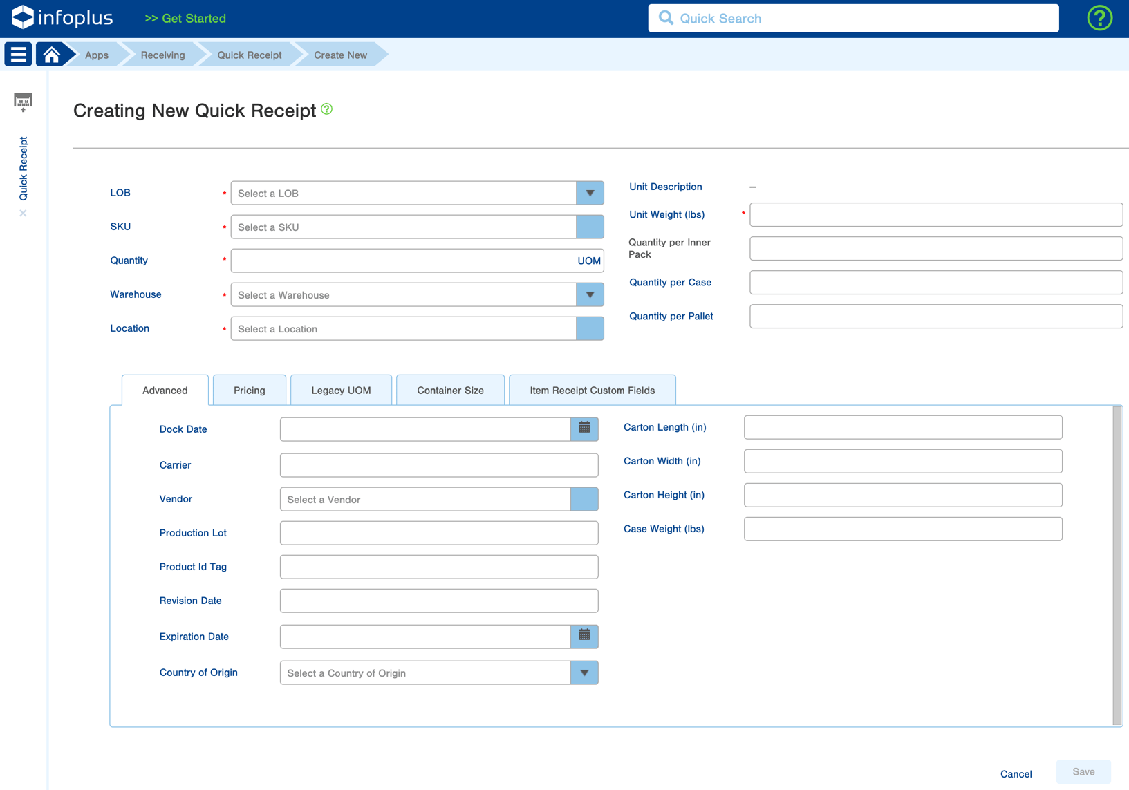 Create Quick Receipts